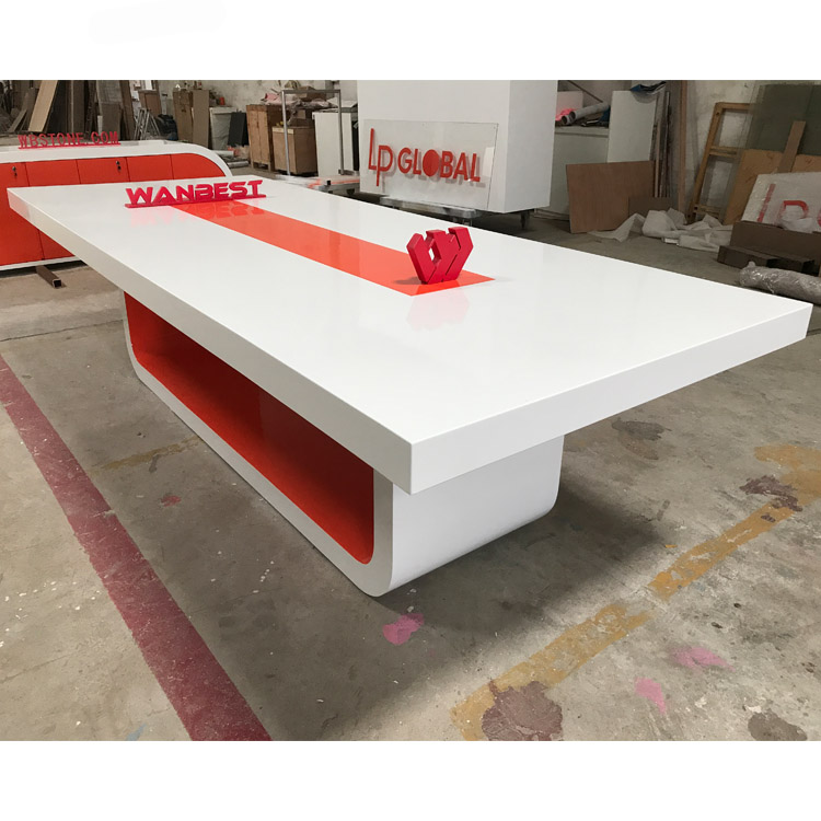 Orange and white wood meeting conference table-Onebest Furniture